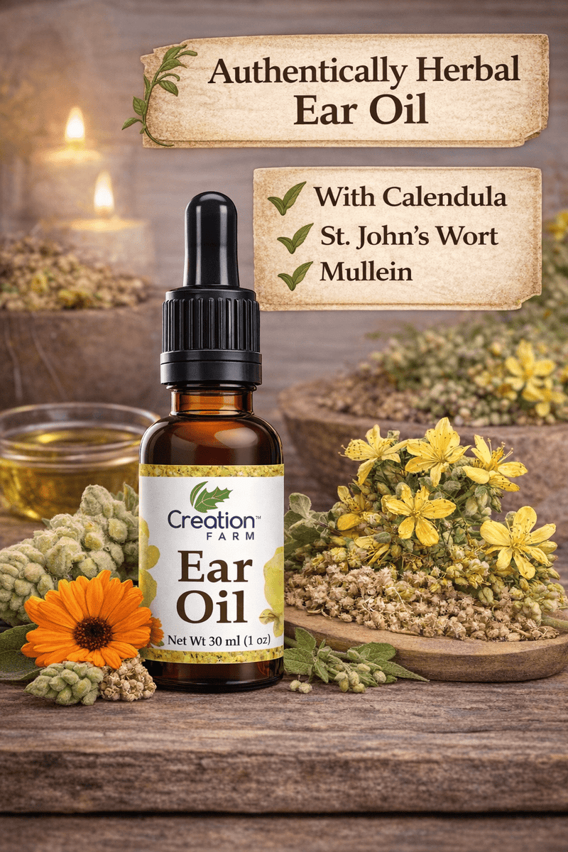 Herbal Ear Drops 1oz Calendula Mullein St Johns Wort | Creation Pharm